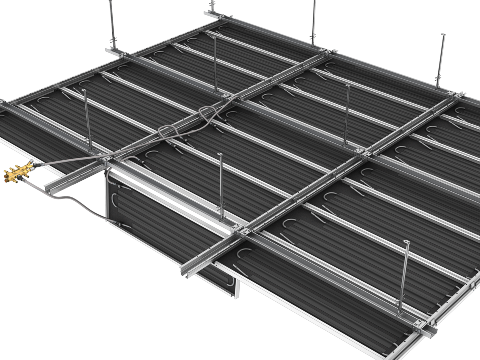 Plafotherm® E 214 | Heated and Chilled Hook-On Ceiling with Open Joints