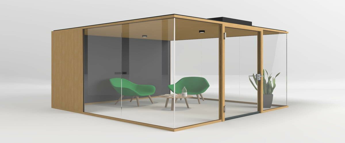 Lindner Cube solo_N | Room-in-room system with wooden profiles